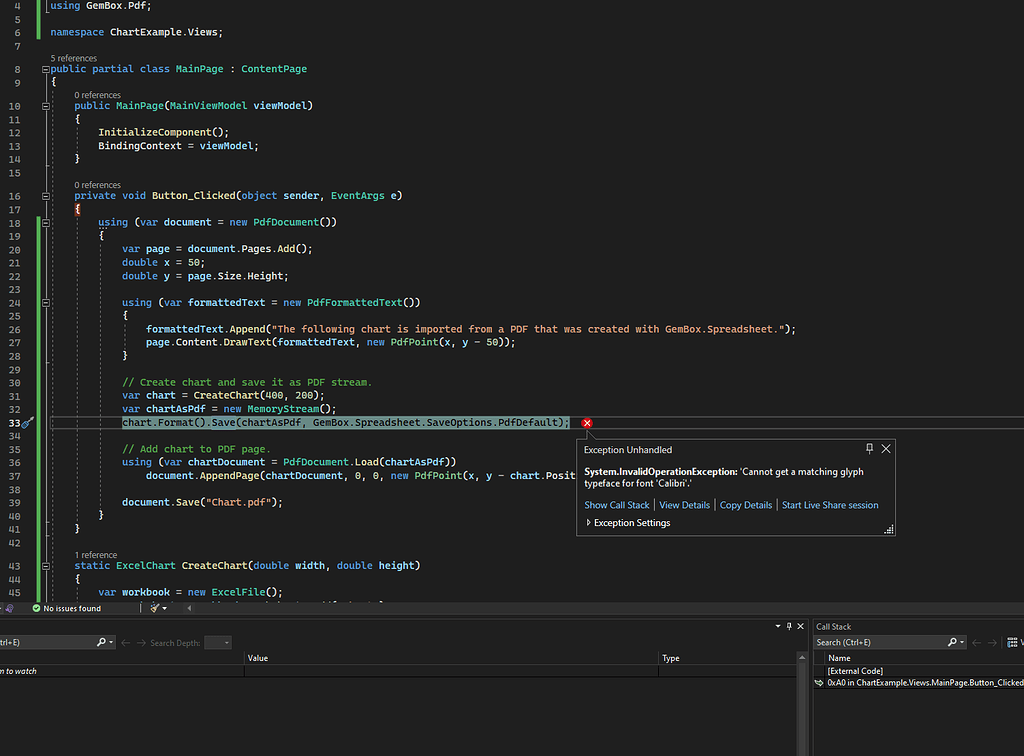 Cannot get a matching glyph typeface for font 'Calibri' MAUI error - GemBox.Spreadsheet - GemBox ...